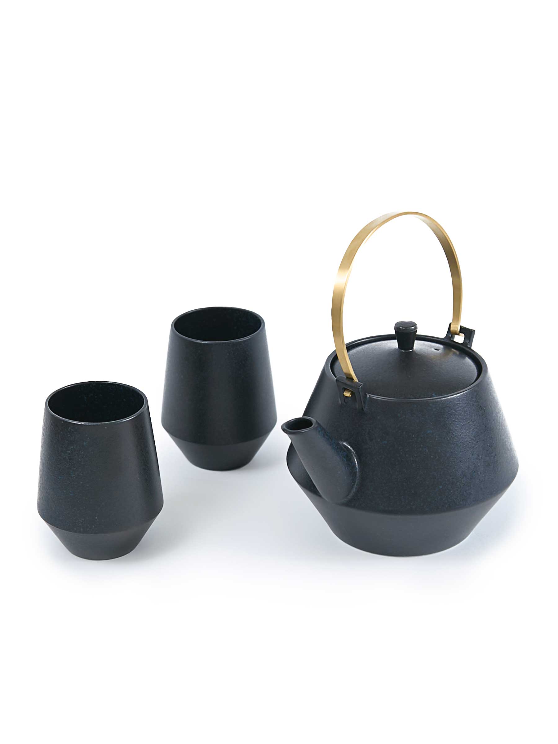 Large Brass-Handle Mino Japanese Teapot Set | Japan Objects Store